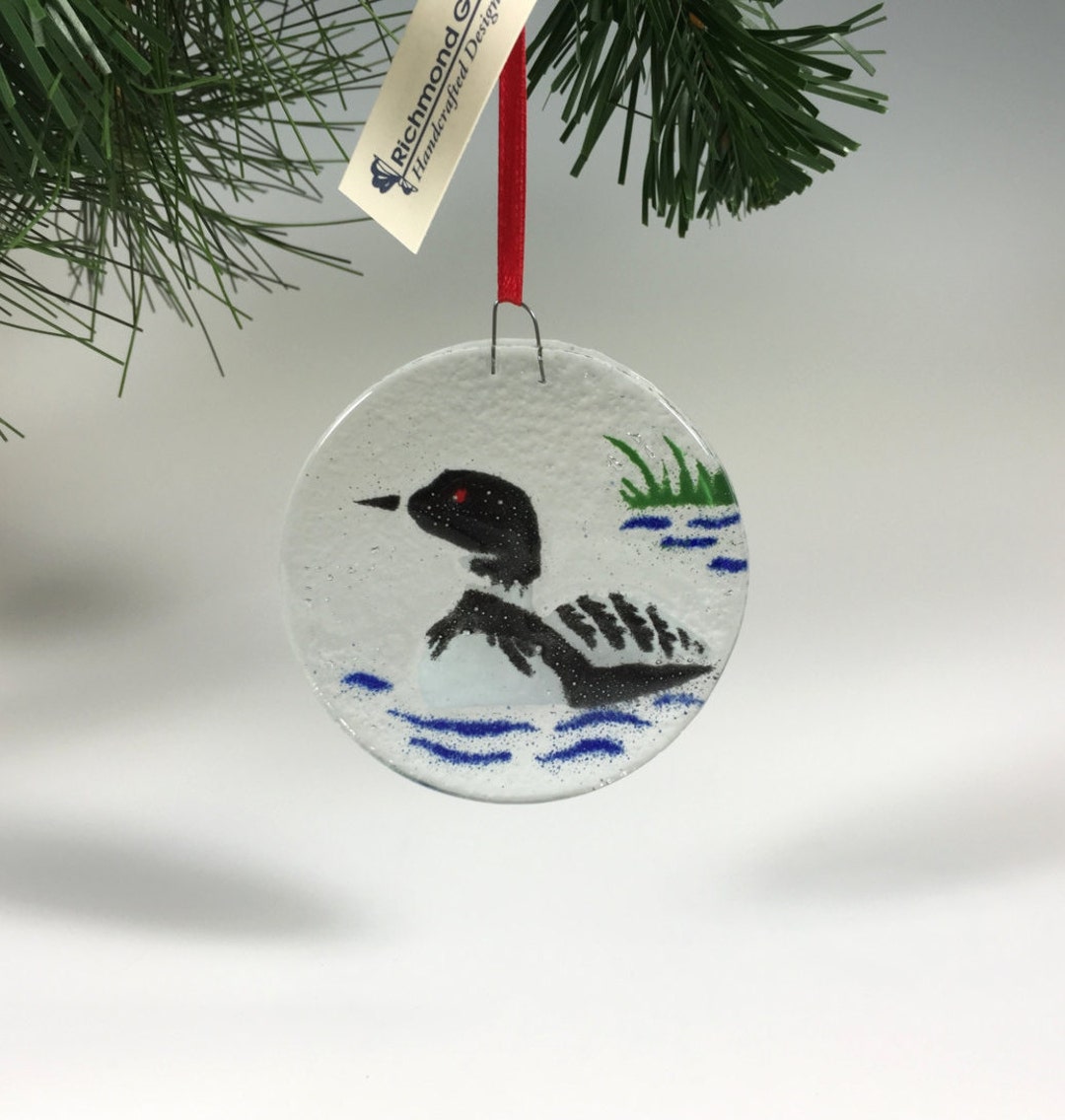 Loon Ornament, Fused Glass Loon, Suncatcher, Birds, Bird Ornament ...