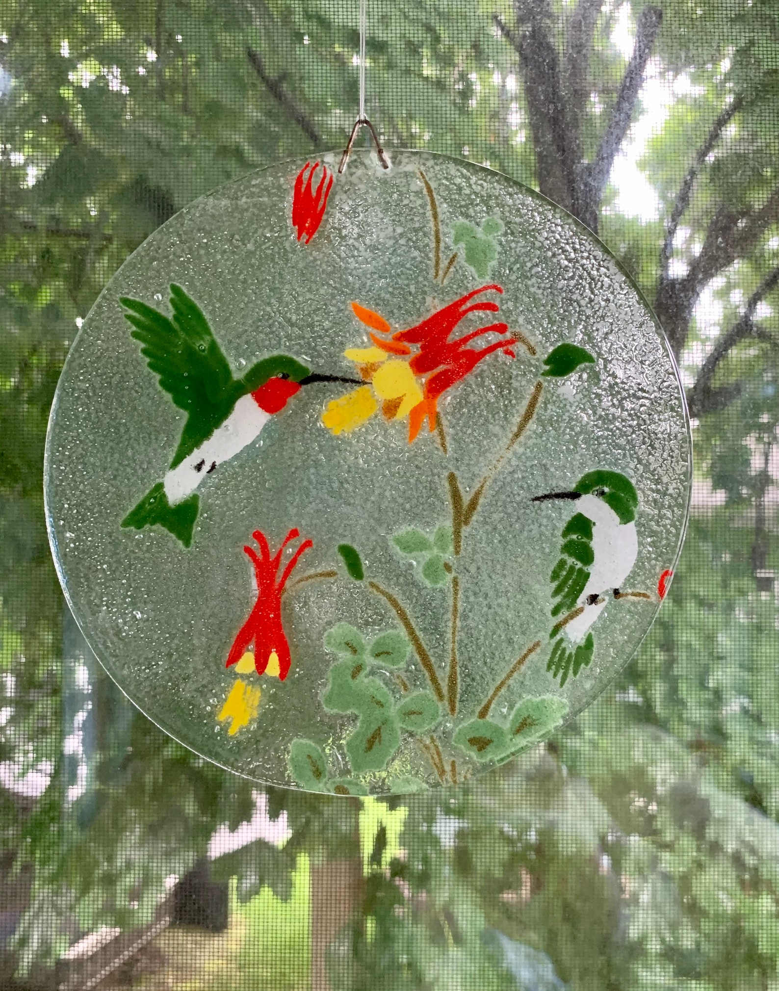Hummingbird Suncatcher Fused Glass Hummingbirds Humming | Etsy