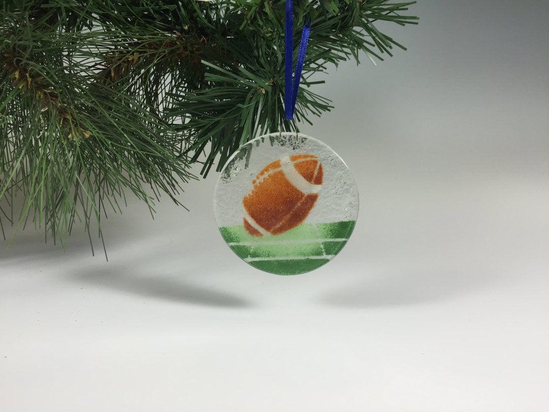 Fused Glass Football Ornament: Handmade Sports Gift - Etsy