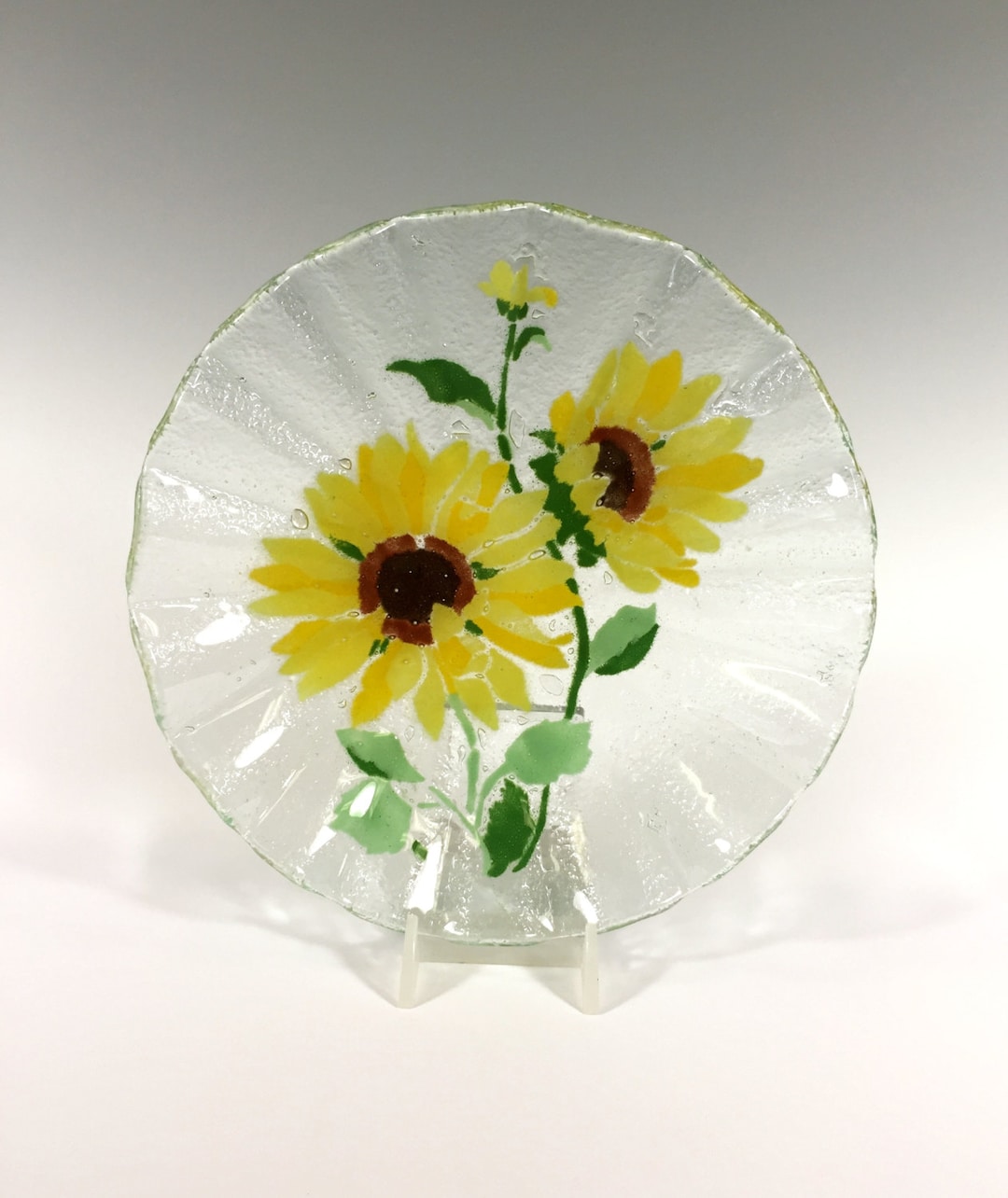Sunflower Bowl, Fused Glass, Glass Dish, Sunflowers,serving Bowl ...