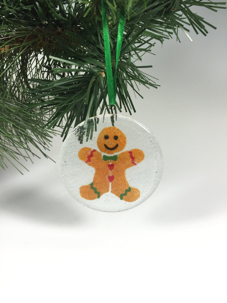 Gingerbread Man Ornament, Fused Glass, Christmas Ornament, Gingerbread ...