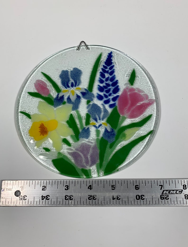Fused Glass Spring Flowers Suncatcher: Floral Window Decor - Etsy
