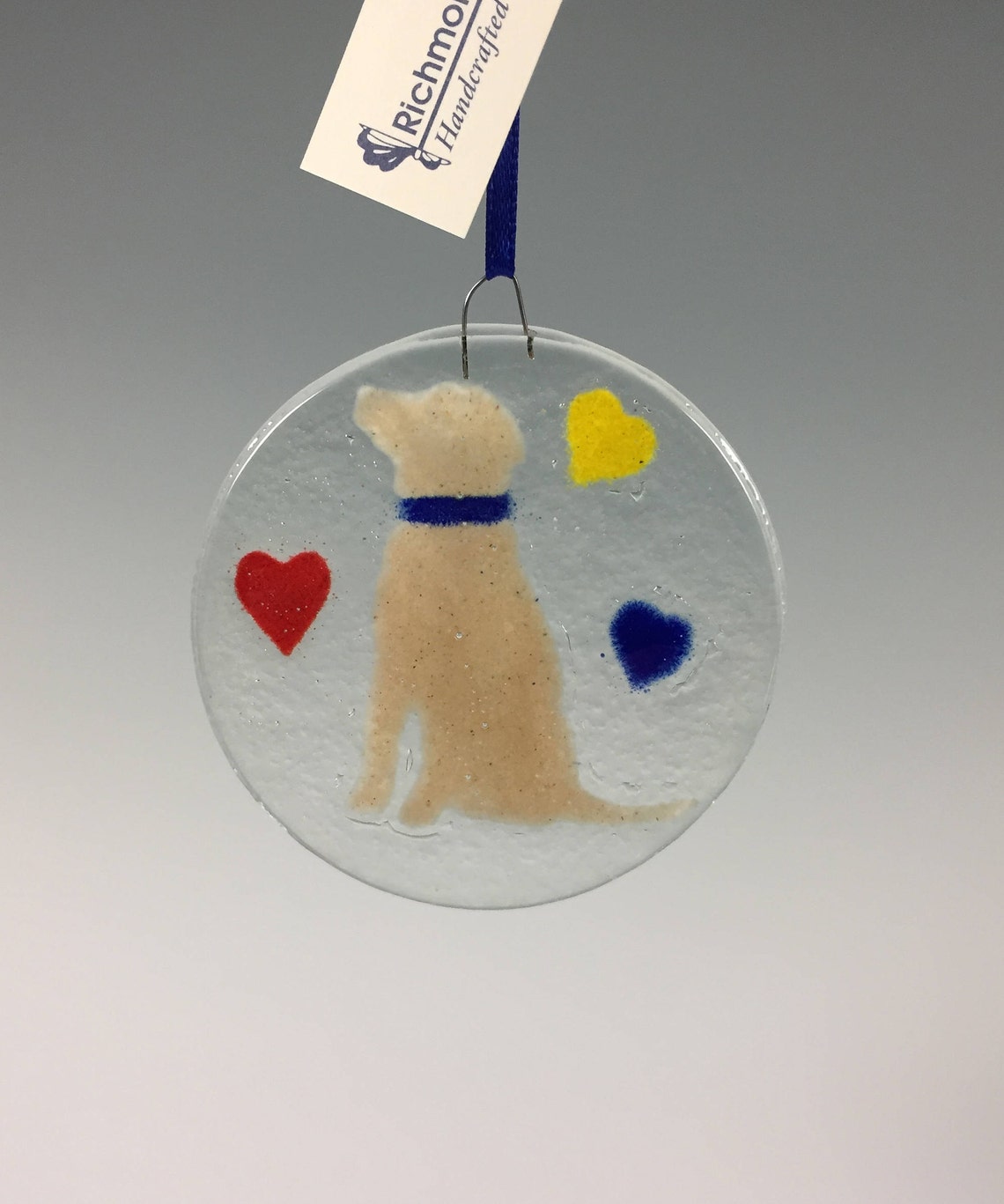 Yellow Lab Ornament, Labrador Retriever, Dog, Fused Glass Ornament, Sun ...