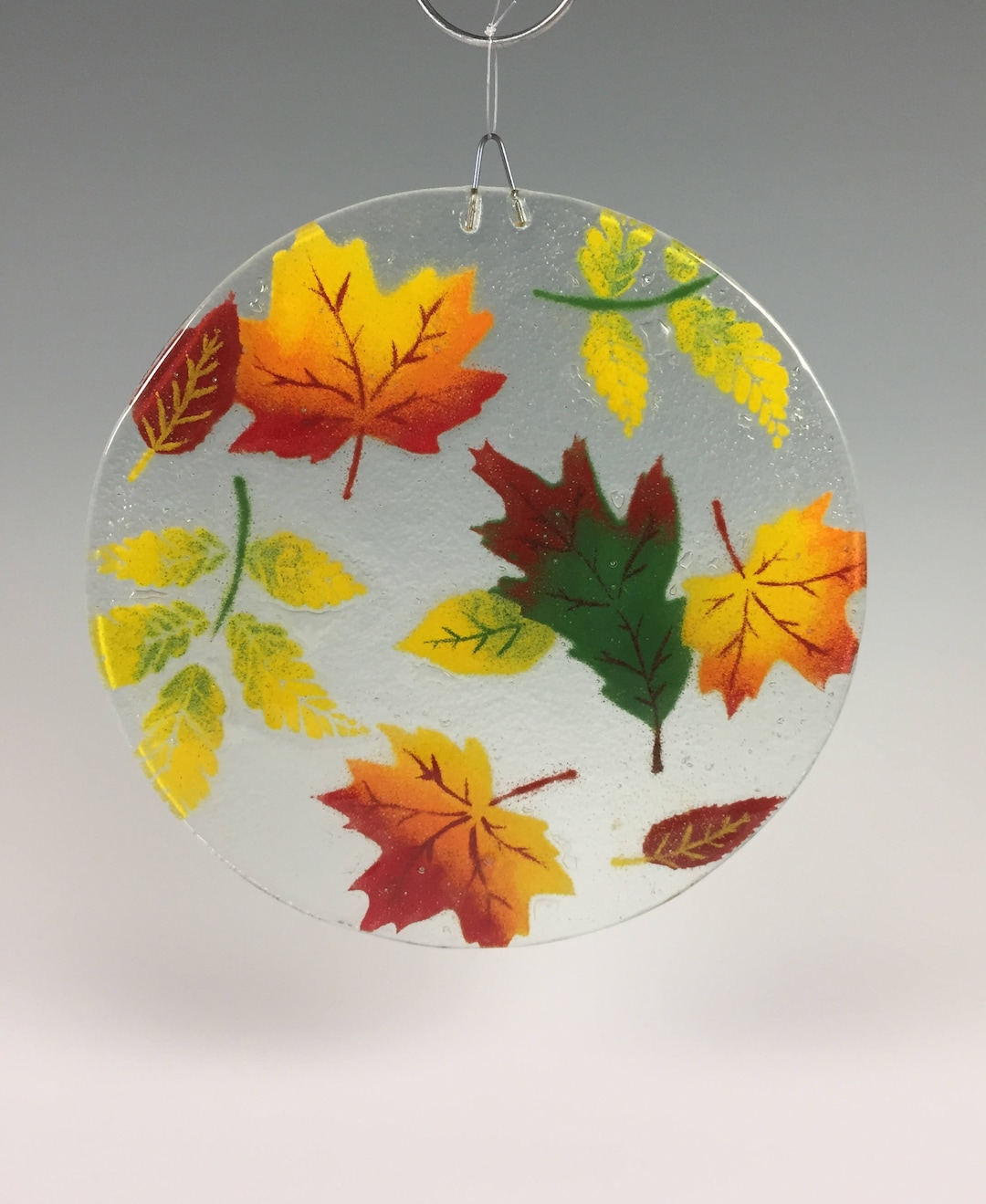 Fall Leaves Suncatcher, Fused Glass, Large Sun Catcher - Etsy