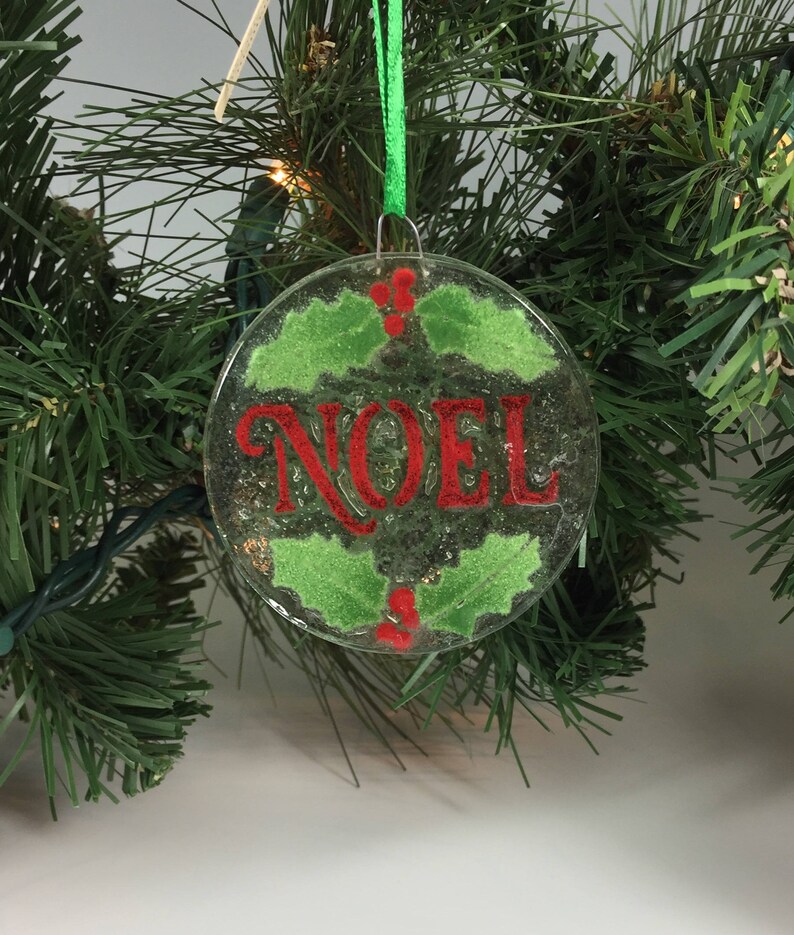 Noel Fused Glass Ornament Christmas Tree Decoration - Etsy