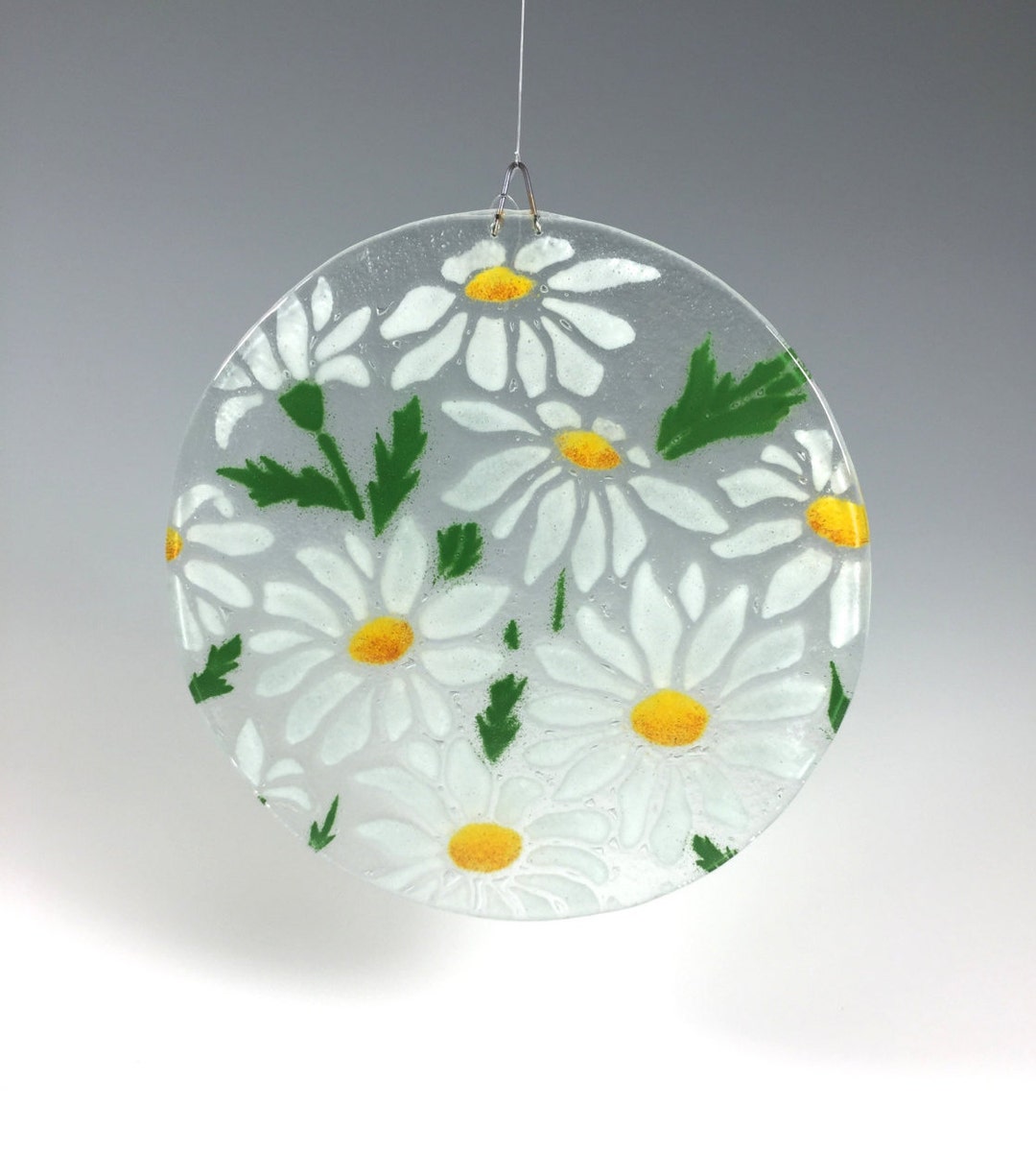 Daisy Suncatcher, Fused Glass,daisies, White Flowers, Flower Window ...