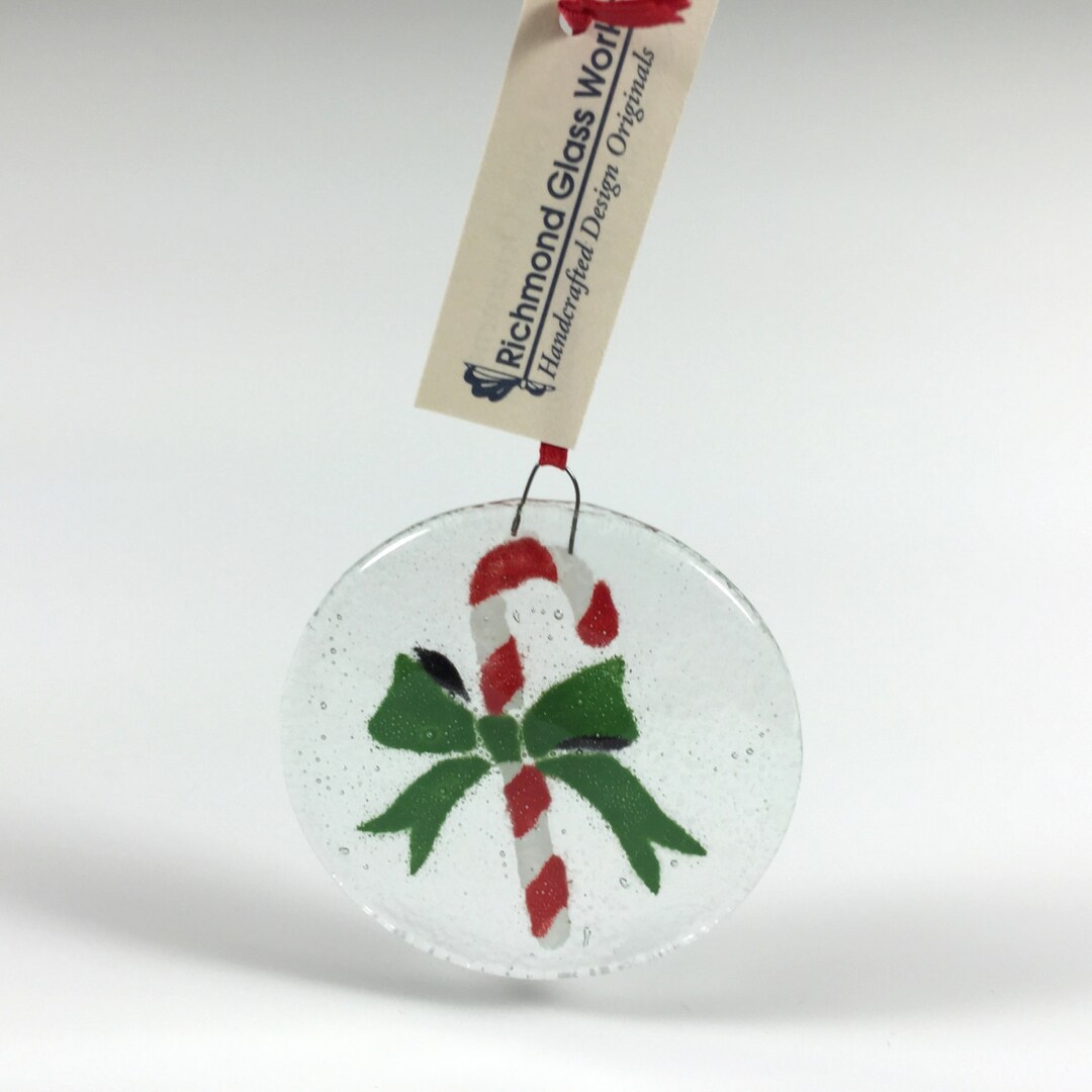 Candy Cane Ornament, Fused Glass, Christmas Ornament, Candy Canes - Etsy