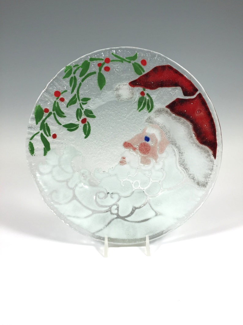 Christmas Plate Santa Fused Glass Holiday Decor Santa | Etsy Christmas Plate Santa Fused Glass Holiday Decor Santa | Etsy