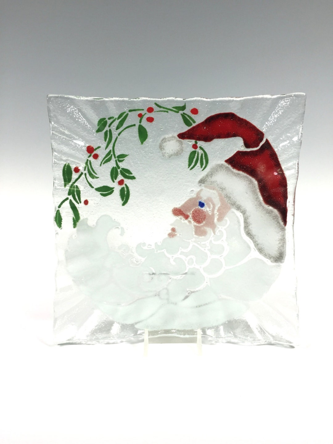 Handmade Fused Glass Santa Plate: Holiday Christmas Decor - Etsy