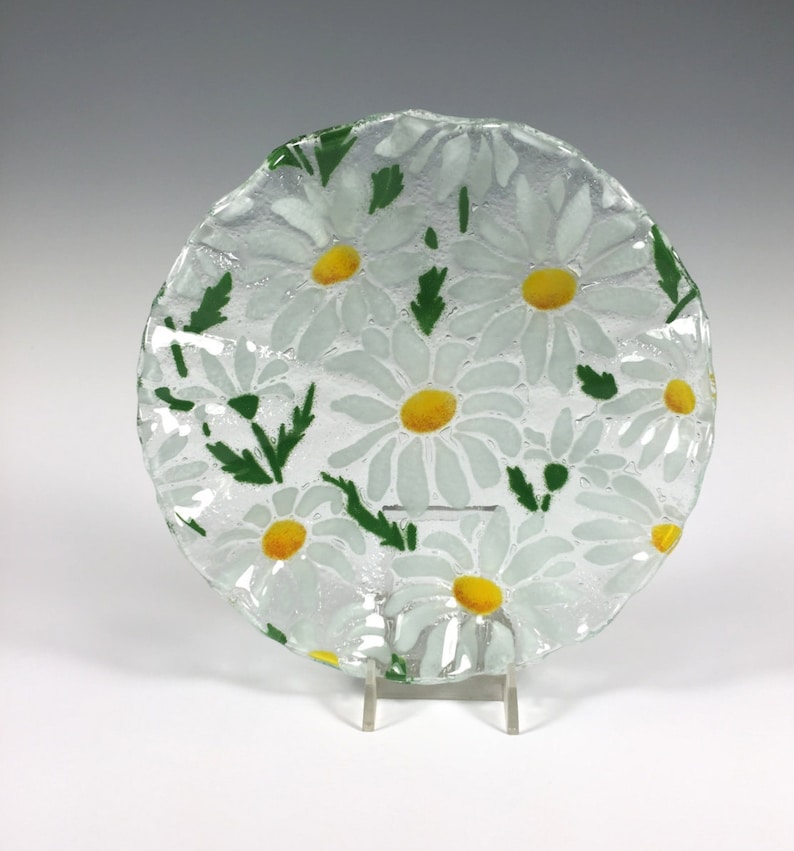 Daisy Bowl, Fused Glass, Dish, Candy Dish, Marguerite, Daisies, White ...