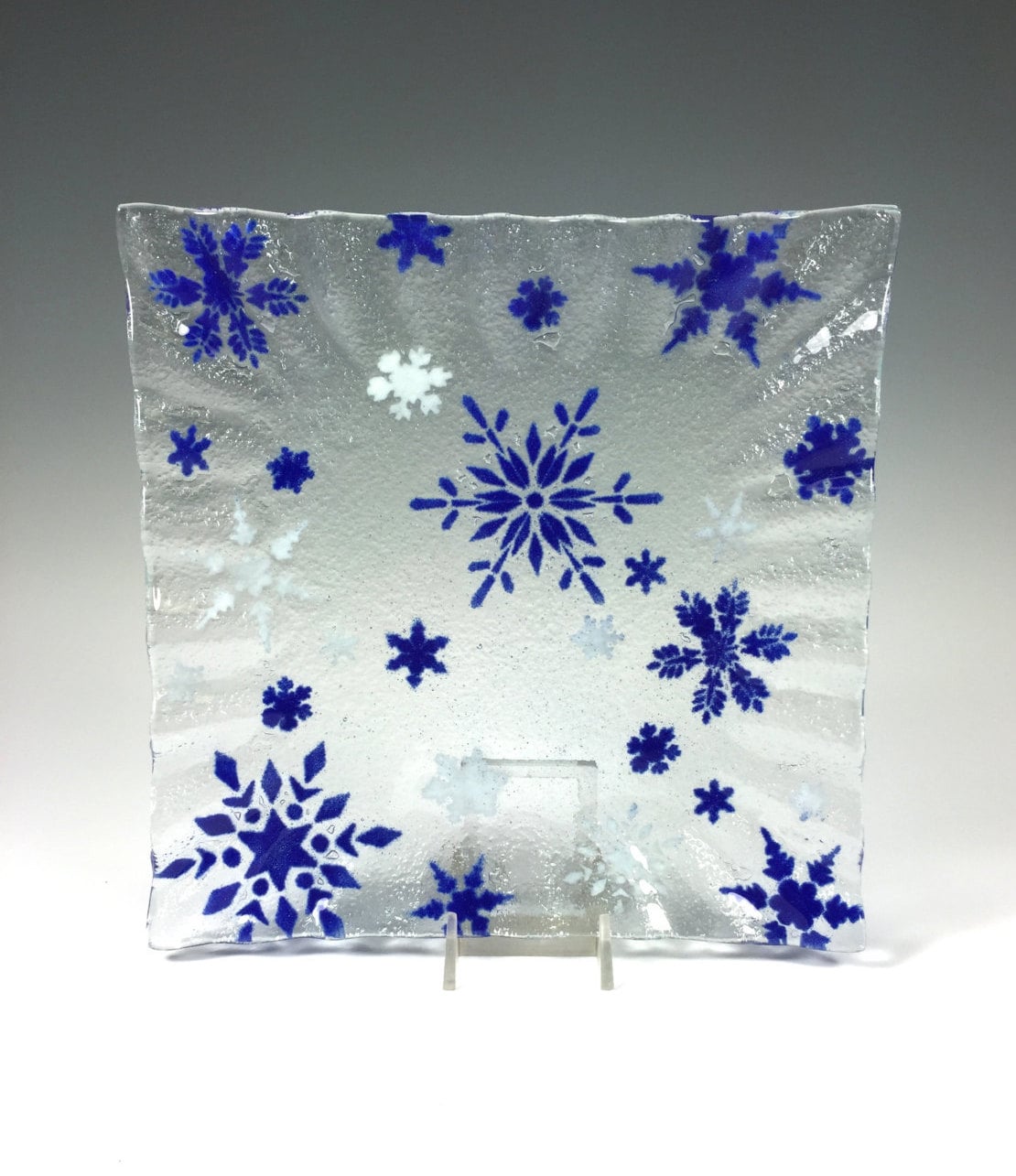 Snowflake Dish Fused Glass Holiday Plate Winter Decor - Etsy