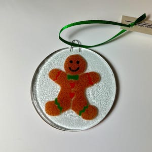 Gingerbread Man Ornament, Fused Glass, Christmas Ornament, Gingerbread ...