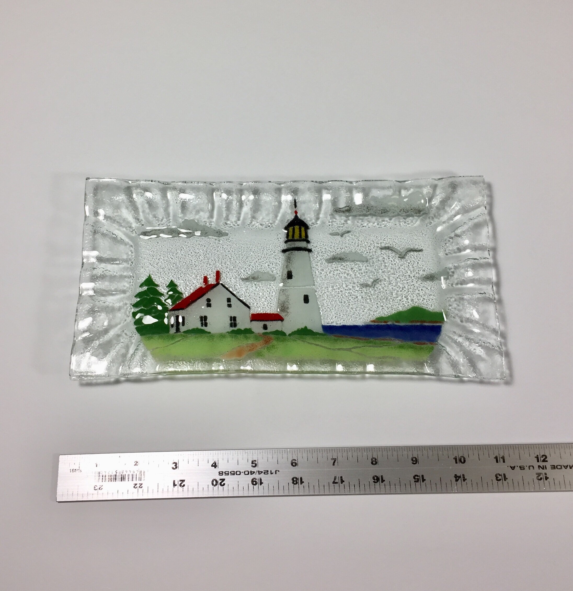 Lighthouse Tray, Fused Glass Dish, Lighthouse Decor, Seashore, Cheese ...