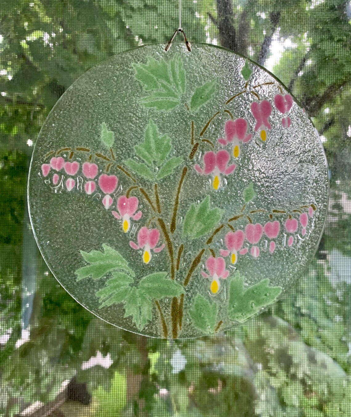 Bleeding Heart Suncatcher, Bleeding Hearts, Fused Glass, Pink Flowers ...