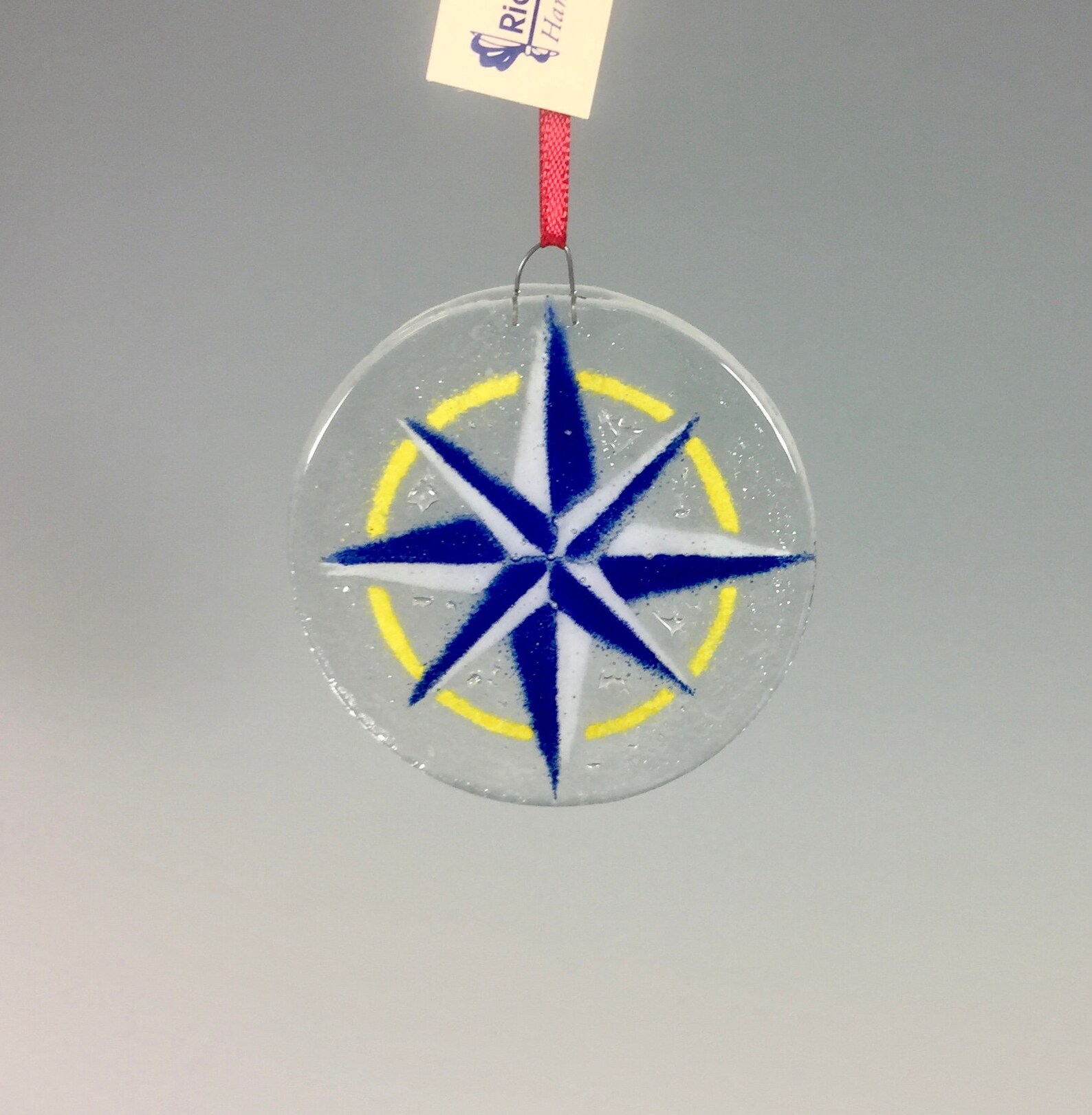 Compass Rose Ornament, Fused Glass - Etsy