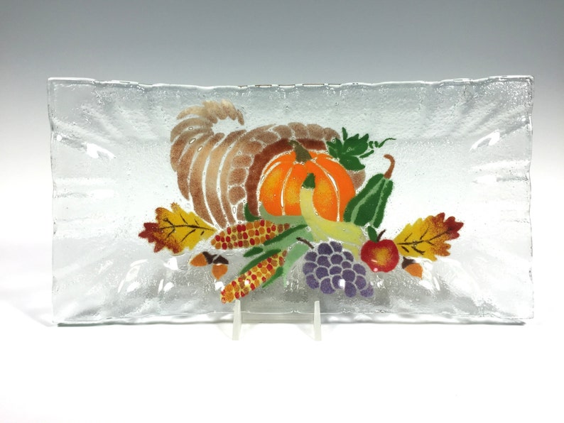 Cornucopia Tray, Fused Glass, Thanksgiving Dish - Etsy