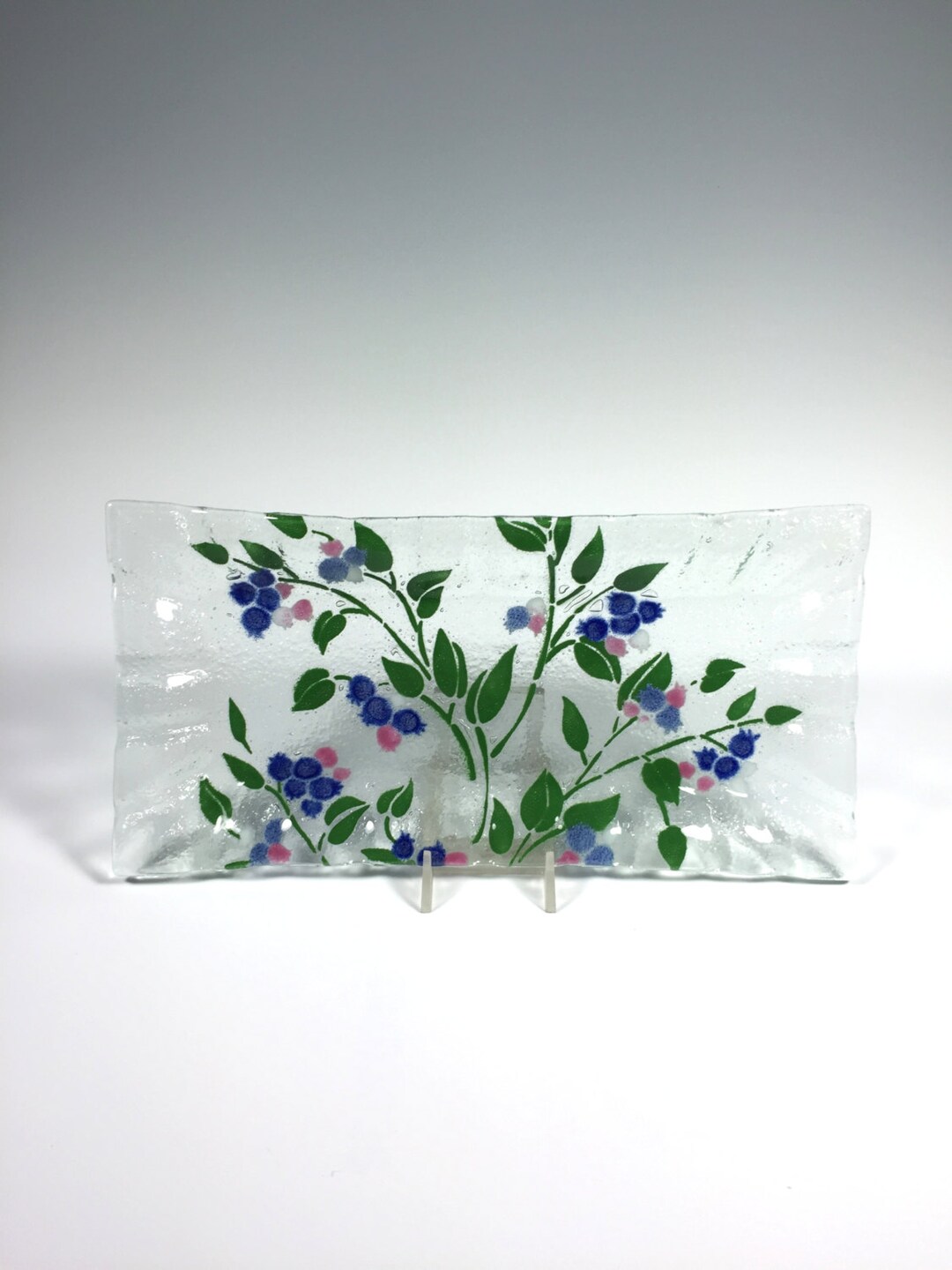 Blueberry Serving Tray, Fused Glass Dish, Blueberries, Fruit Decor ...