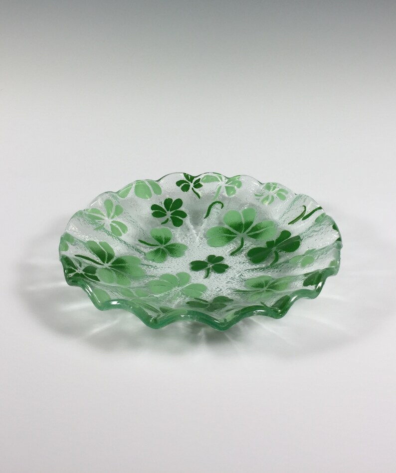 Shamrock Bowl, Fused Glass Dish, Irish Design, Celtic, Clover, Irish ...