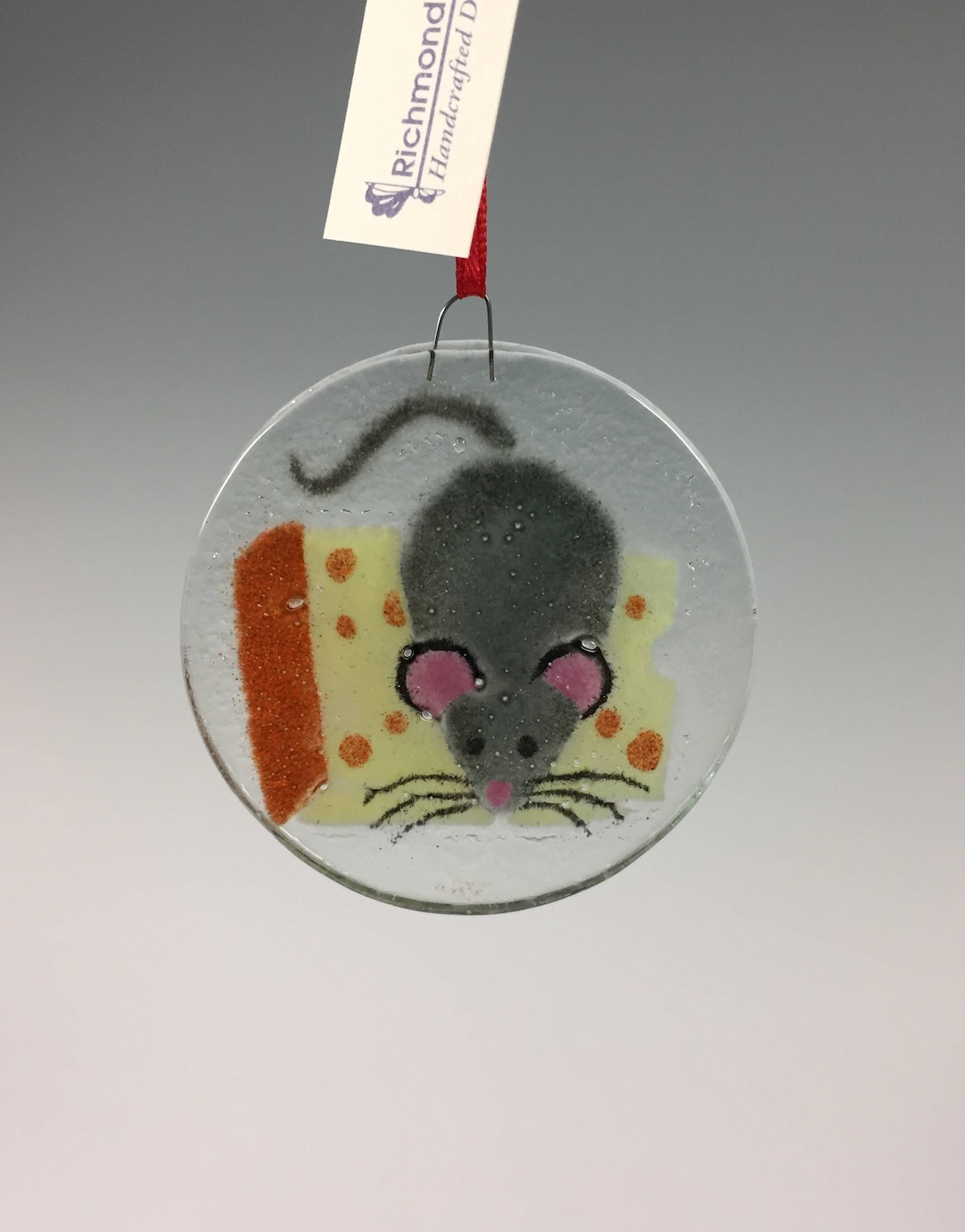 Mouse Ornament Fused Glass Glass Ornament Cheese Gray - Etsy