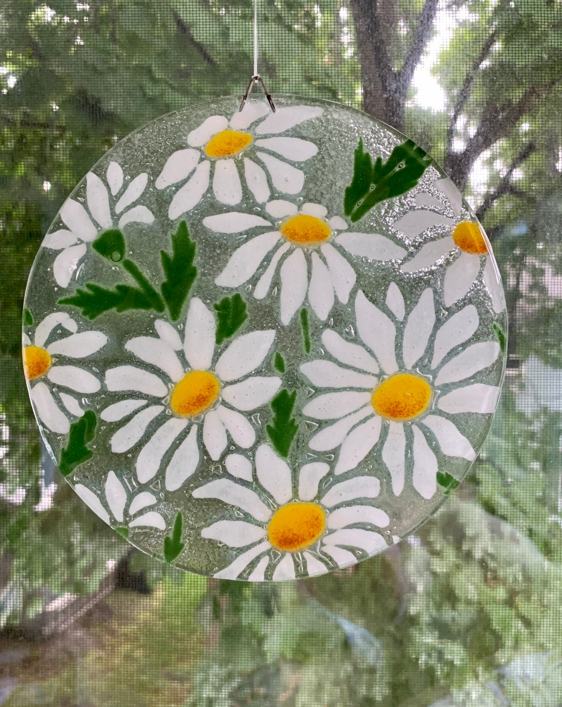 Daisy Suncatcher Fused Glassdaisies White Flowers Flower - Etsy