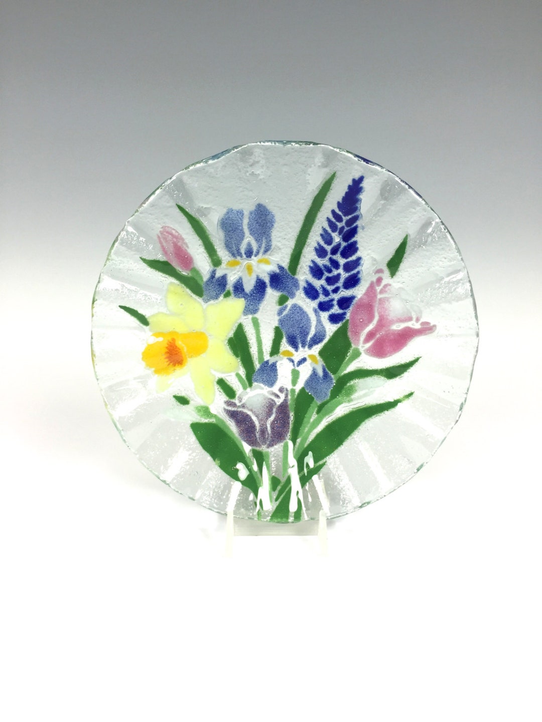 Spring Flowers Bowl Fused Glass - Etsy