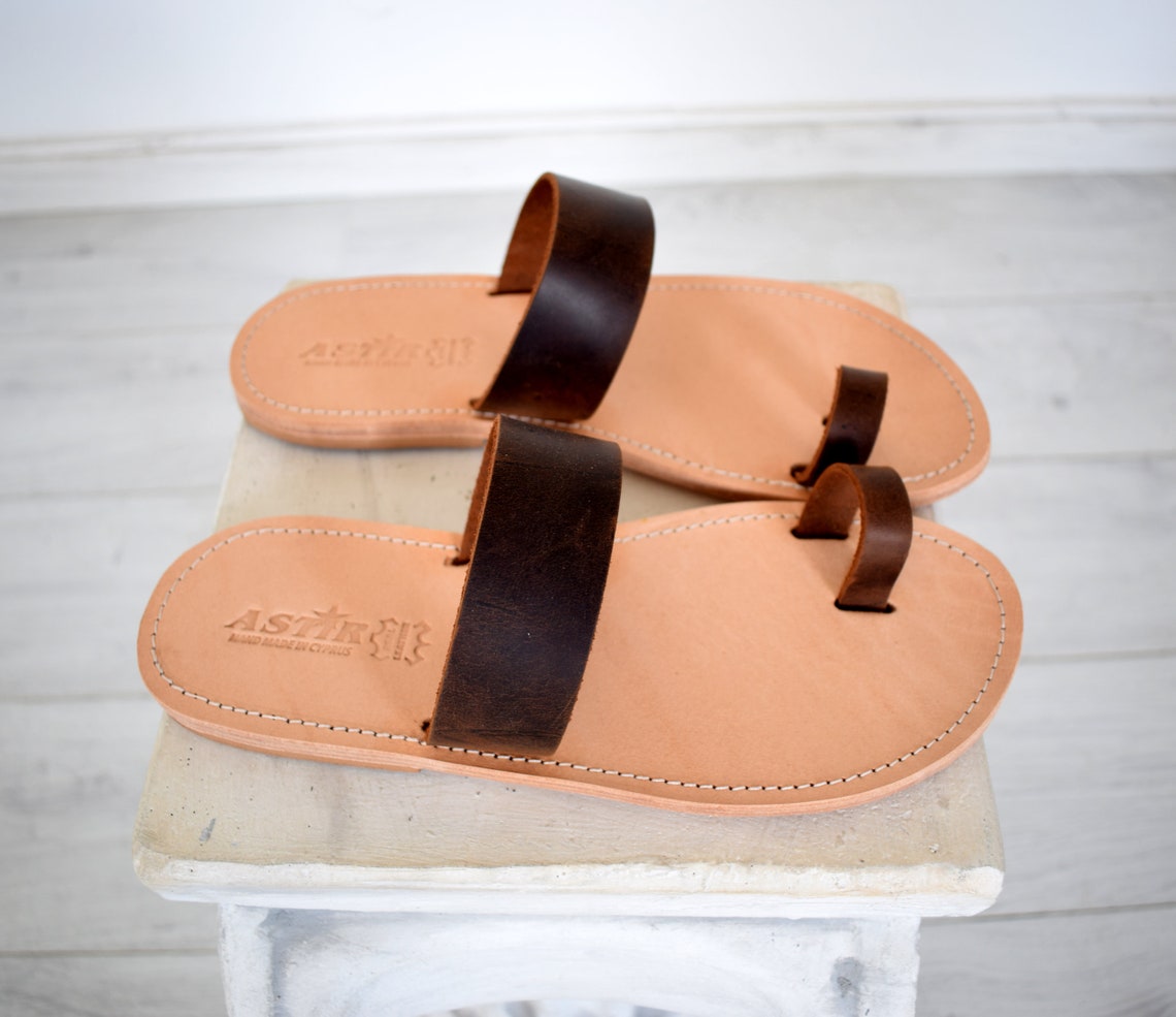 Flip Flop Men Greek Leather Sandals, Slipers Men, Thongs Brown Color ...