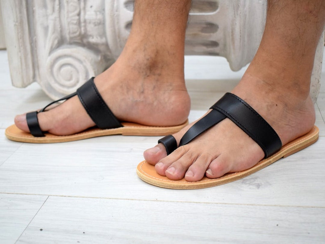 Men's Thongs Sandals With Ring Toe Made From Leather - Etsy