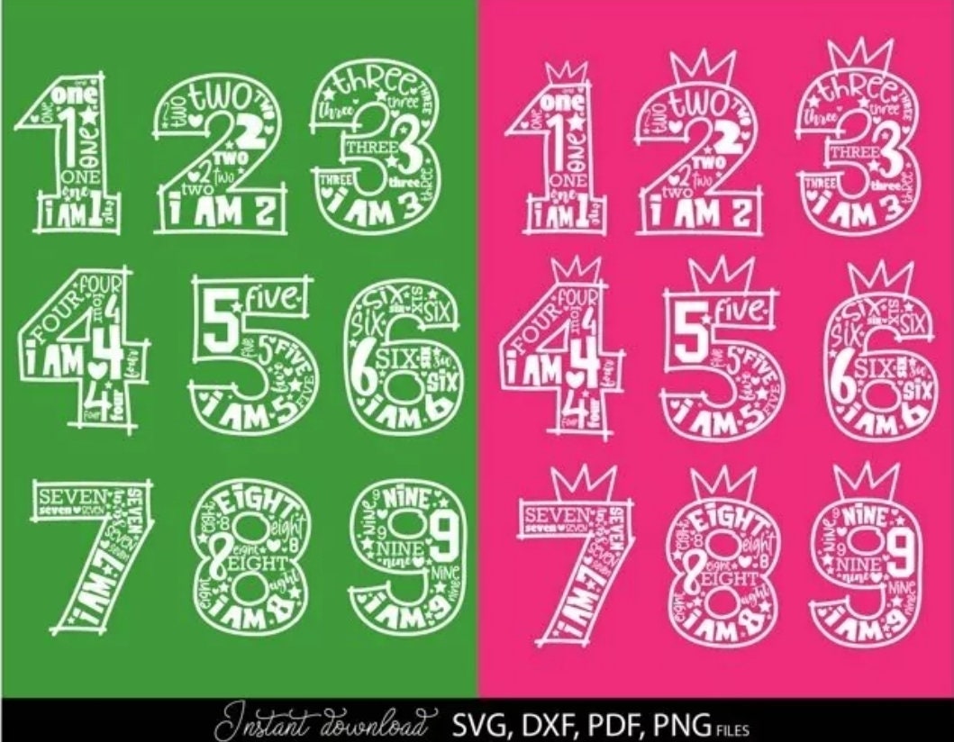 Birthday Numbers 1-9 Kids Shirt Designs - Etsy