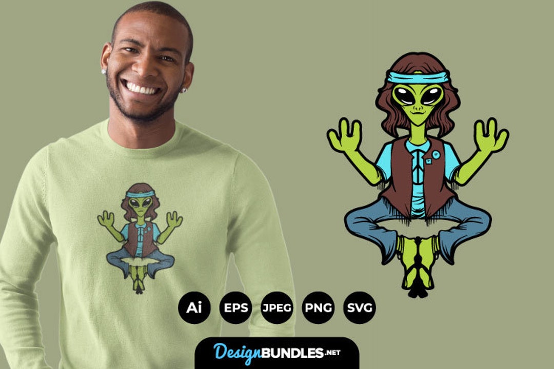 Hippie Alien Design Ai, Eps, Png - Etsy