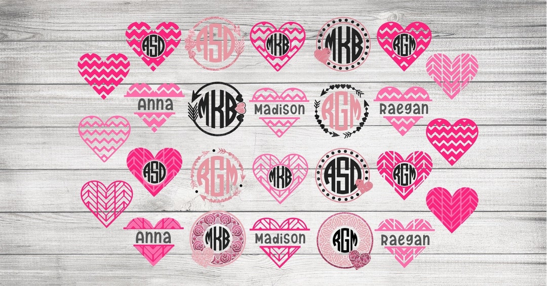 Heart Monogram Bundle Svg, Png, Dxf, Eps - Etsy