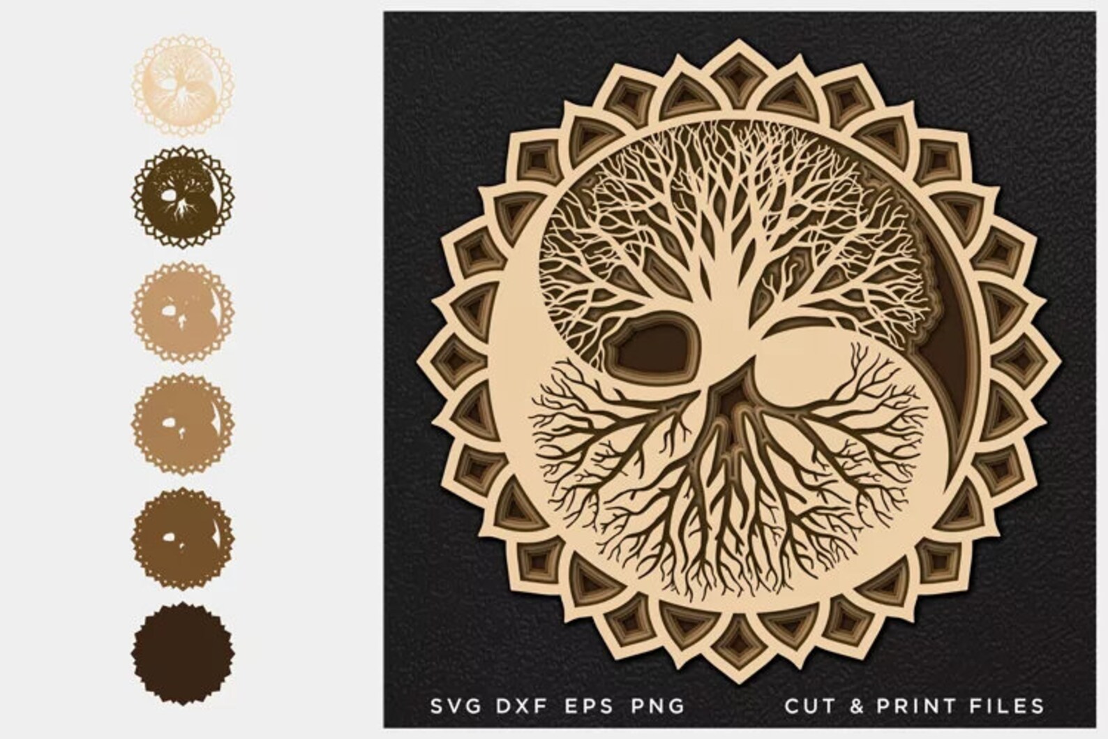 Tree of Life Svg, Cut File Yin Yang, Multilayer, Layered SVG - Etsy