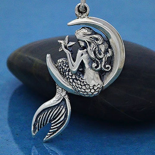 Sterling Silver Mermaid Pendant 925 Sterling Silver Oval - Etsy