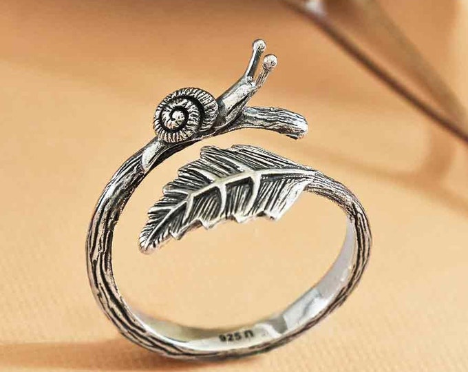 Snail Ring Adjustable 925 Sterling Silver Tiny Snail Jewelry Silver - Etsy