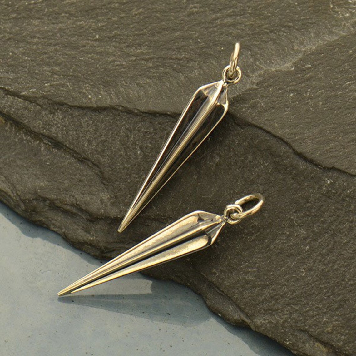 Spike Charm .925 Sterling Silver Ridged Star Spike Pendant. - Etsy