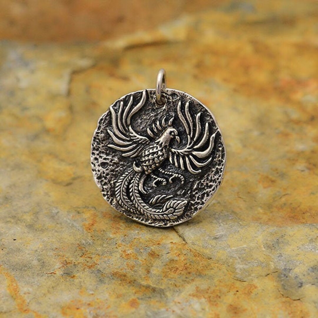 Phoenix Charm .925 Sterling Silver Rising Phoenix Pendant Solid ...