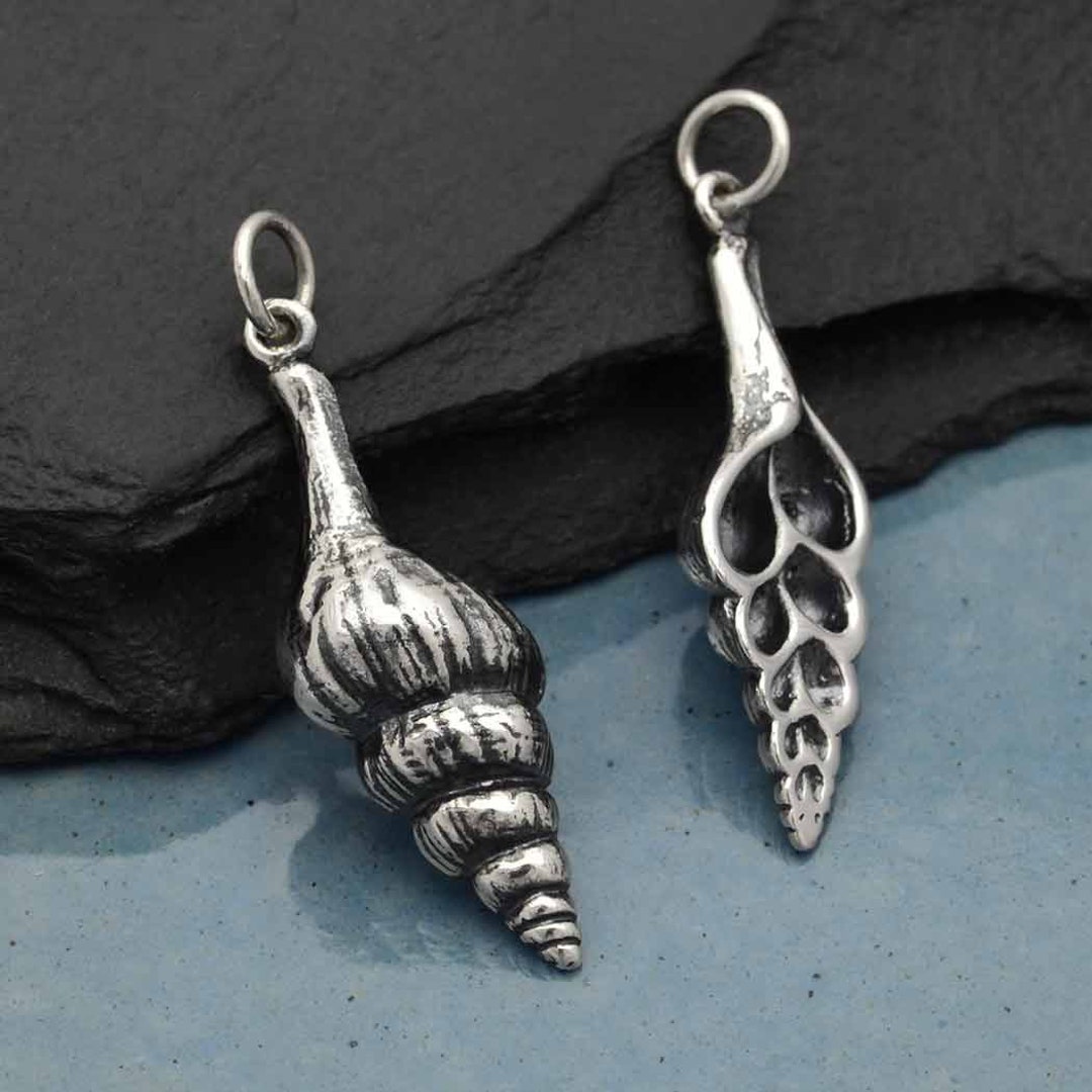 Sterling Silver Sea Shell Charm .925 Solid Sterling Silver Seashell ...