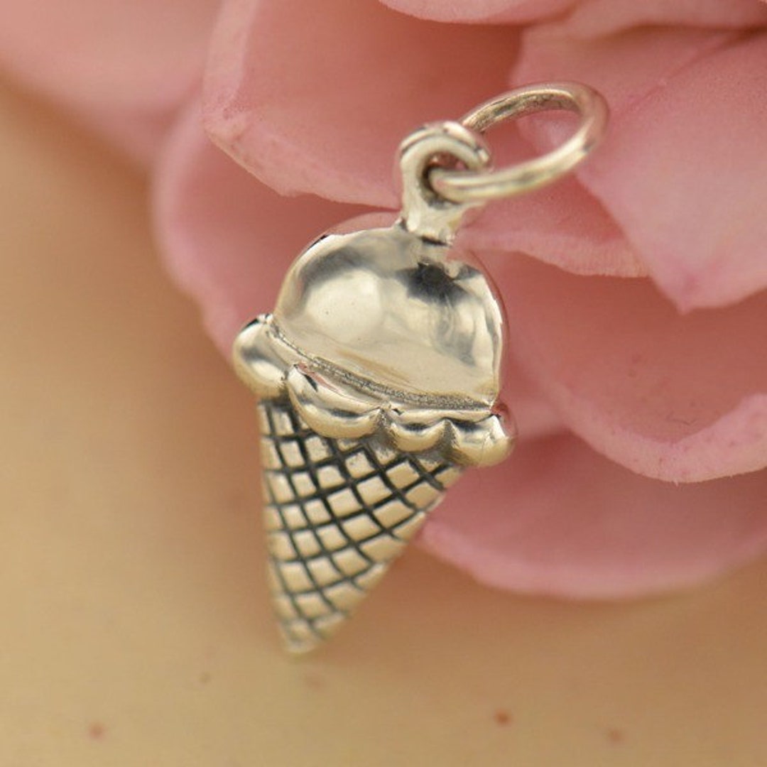 Sterling Silver Ice Cream Charm. 925 Sterling Ice Cream Cone Charm. Ice ...