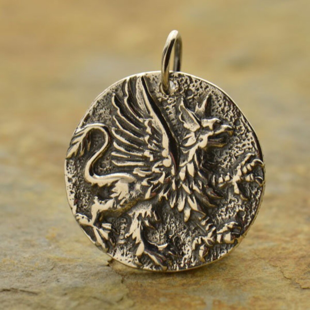 Sterling Silver Griffin Charm. 925 Sterling Silver Griffin Pendant ...