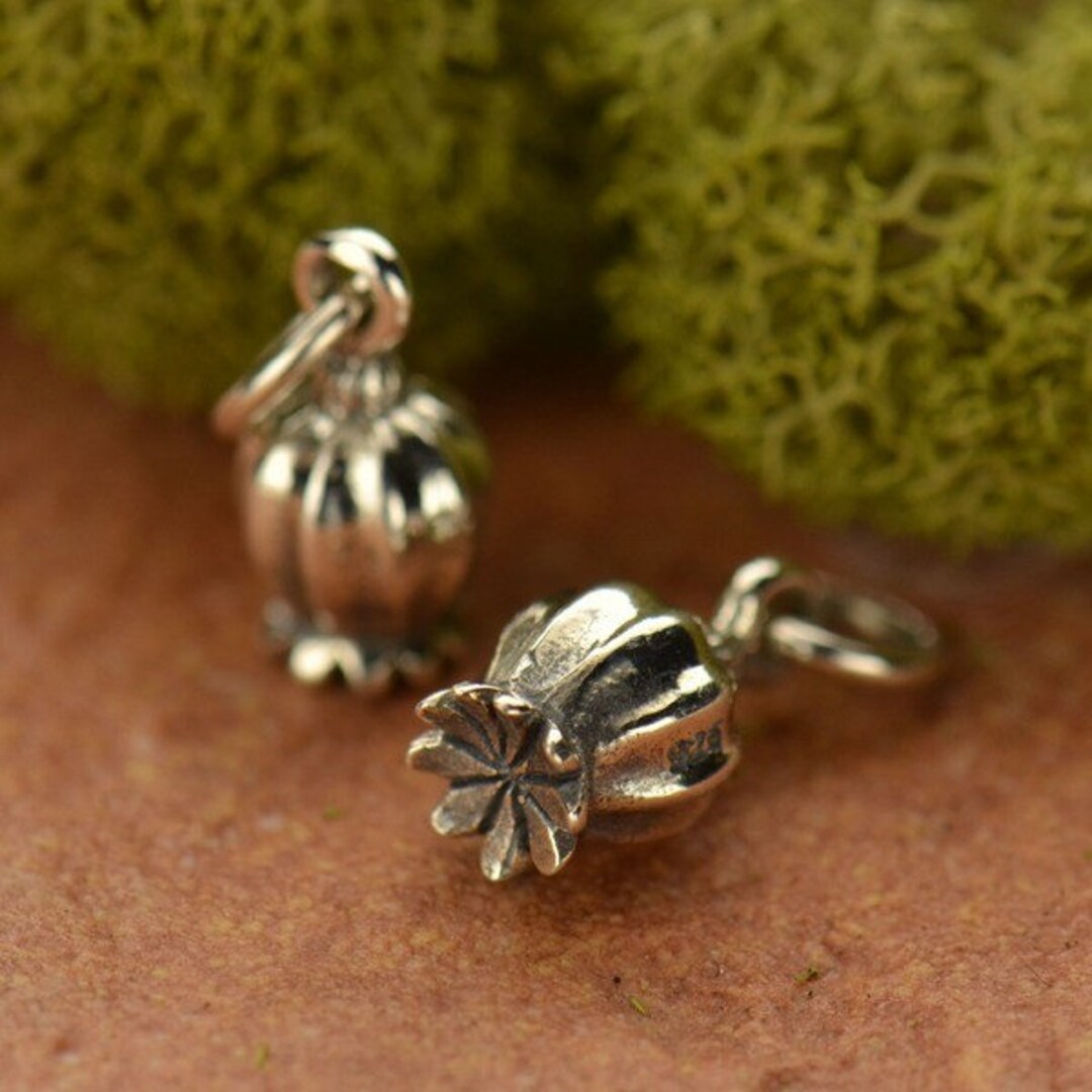 Tiny Poppy Charm 925 Sterling Silver MINI Poppy Pod Charm. Poppy Pod ...