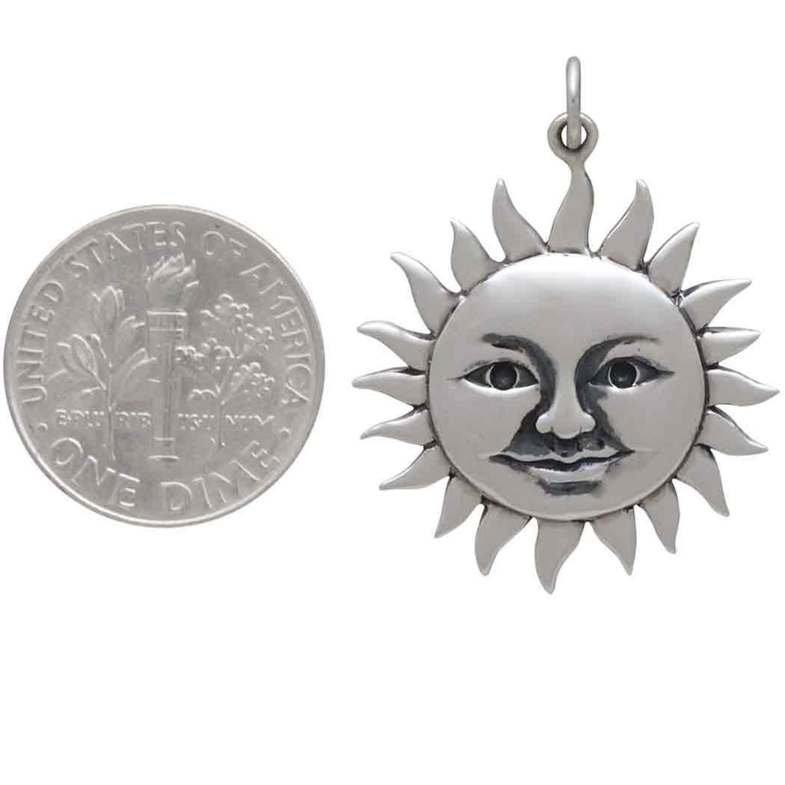 Sterling Silver Sun Charm. 925 Sterling Silver Smiling Sun | Etsy
