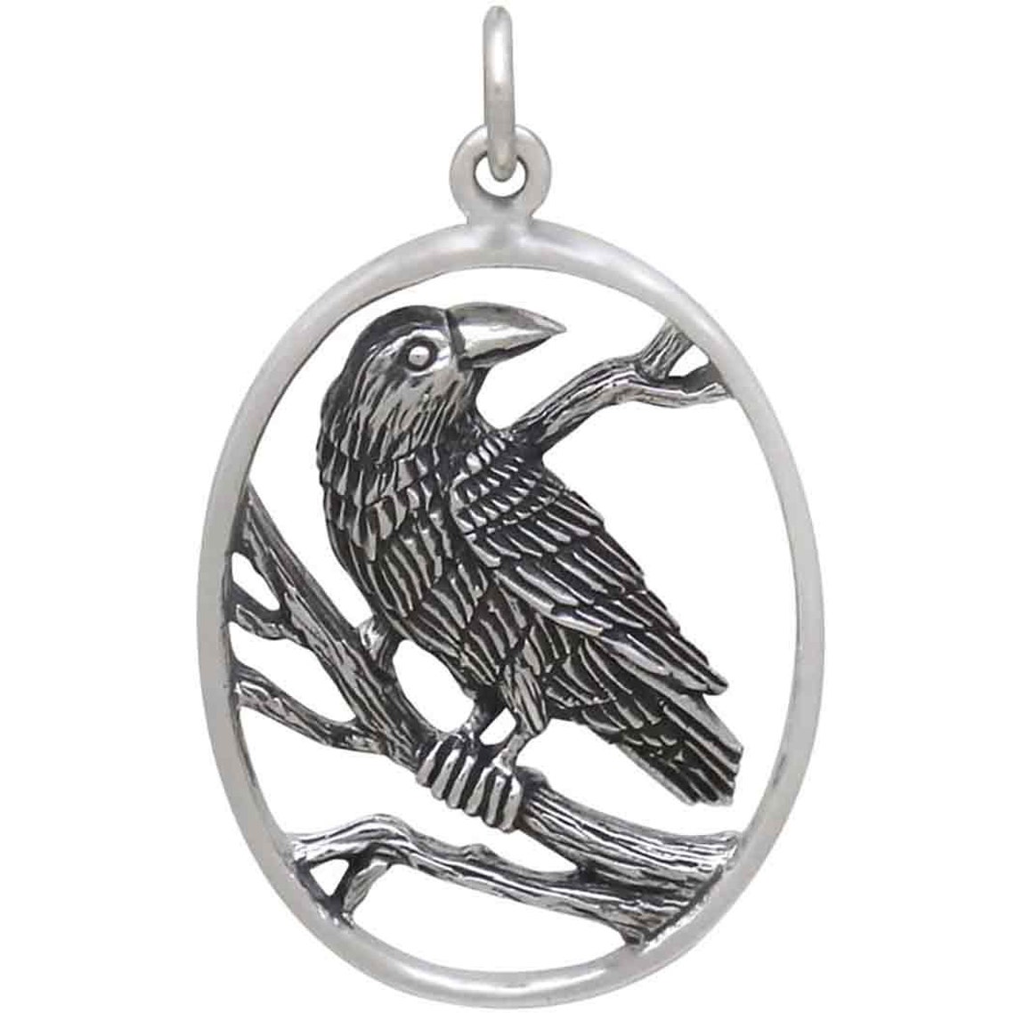 Raven Pendant 925 Sterling Silver Raven Necklace Sterling - Etsy