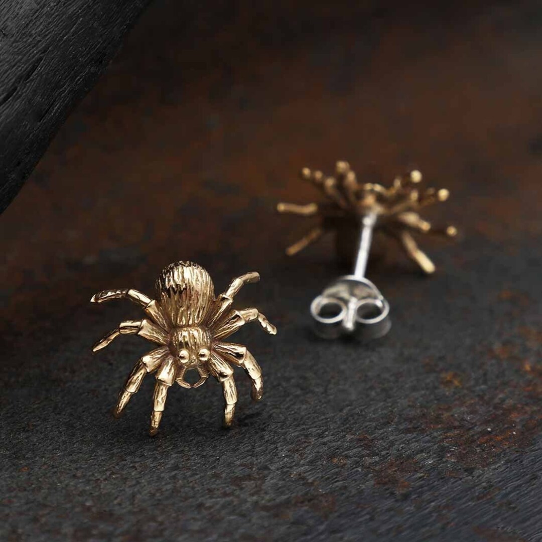 Spider Stud Earrings Bronze or Sterling Silver 925 Earrings Gold Spider ...