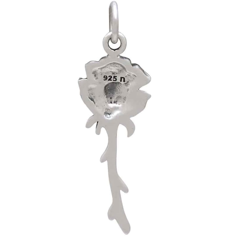 Sterling Silver Rose Charm. 925 Sterling Silver Rose With Stem Charm ...