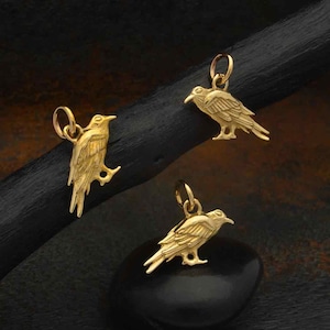 Sterling Silver Raven Charm. 925 Sterling Silver or Bronze Raven Charm ...