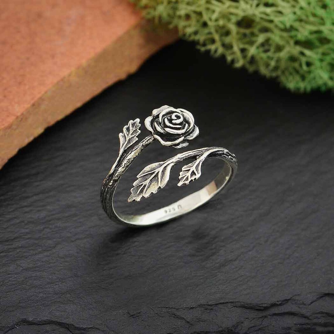 Adjustable Rose Ring Choose Solid Bronze or 925 Sterling - Etsy