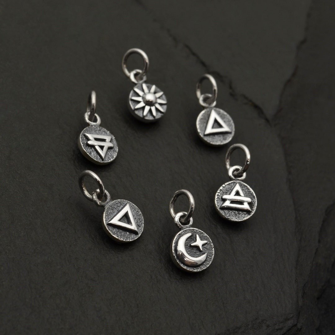 Mini Element Charms .925 Sterling Silver Tiny Element Necklace Four ...