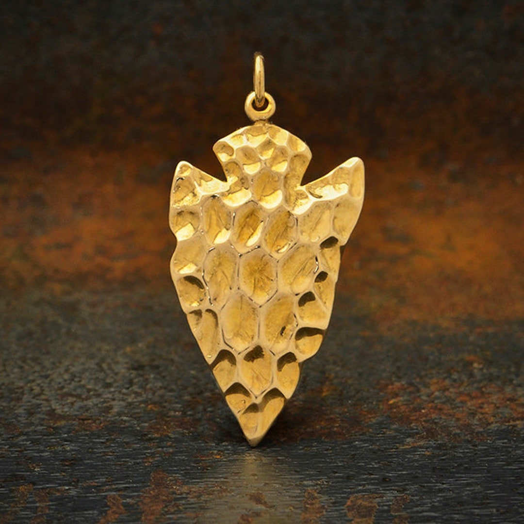 Gold Arrowhead Necklace Solid Bronze Arrowhead Charm on 14K Gold Filled ...