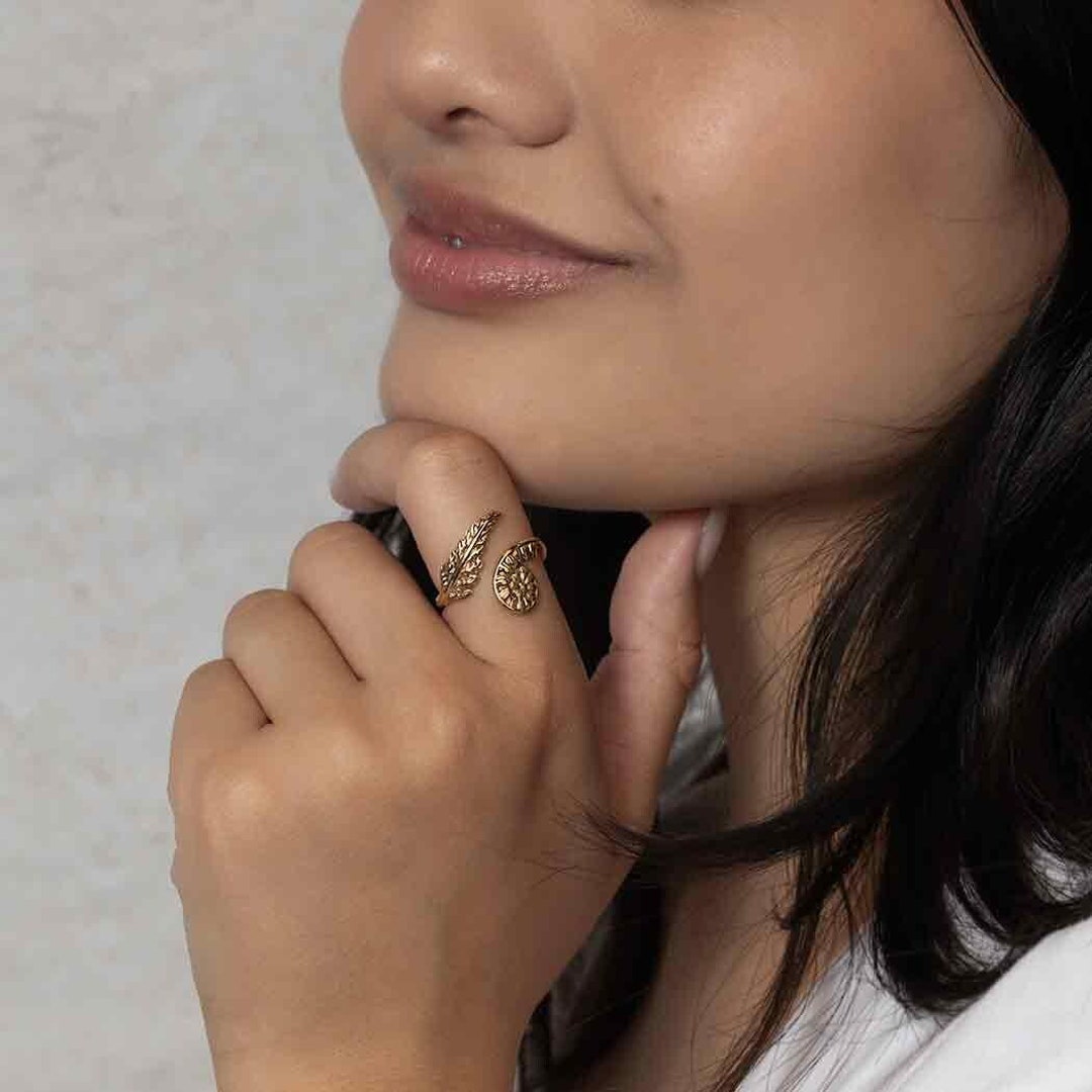 Gold Fern Ring Solid Bronze Adjustable Ring Fern Jewelry - Etsy