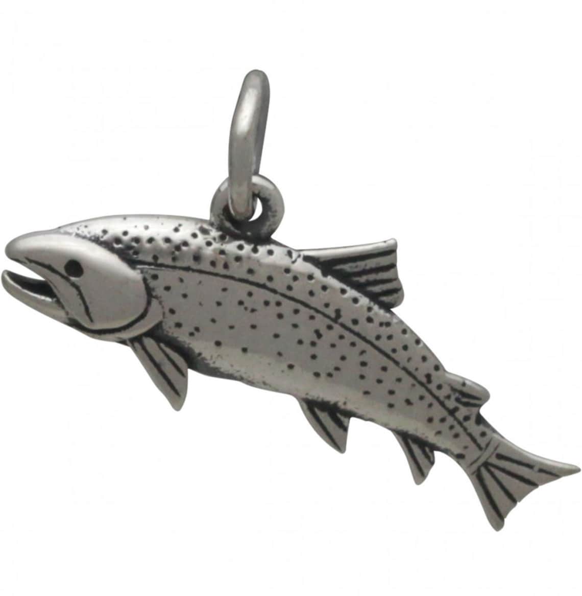 Sterling Silver Trout Charm. 925 Sterling Silver Fishing - Etsy