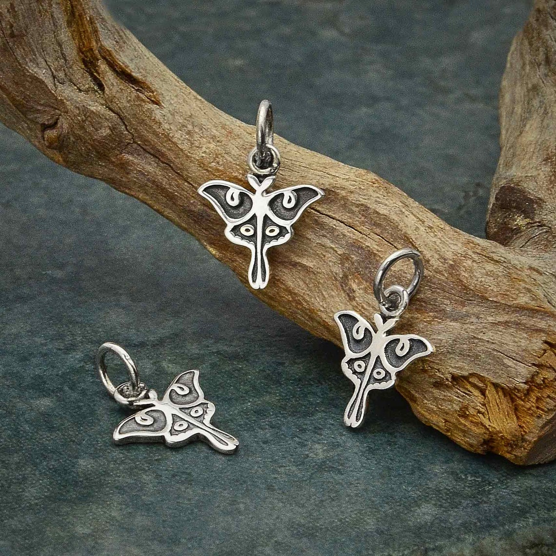 TINY Luna Moth Charm. .925 Sterling Silver Luna Mini Moth Charm. Tiny ...